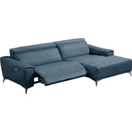 Ecksofa Egoitaliano, B:266cm H:95cm T:163cm, blau, Luxus-Micofaser Lederoptik (100% Polyester) ist ein neues technisches Gewebe mit einem visuellen