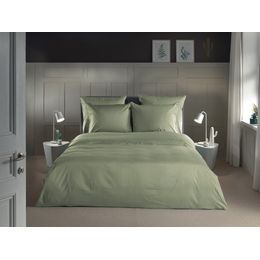 Bettw&auml;sche HECKETT & LANE, gr&uuml;n, Mako-Satin, Obermaterial: 100% Baumwolle, Bettw&auml;sche, "Banda", hochwertiges Mako-Satin, Streifen Satin, Bettw&auml;sche