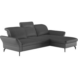 Sit & More Ecksofa SIT & MORE, B:267cm H:88cm T:200cm, grau, 100% Polyester, Wohnzimmer, Sofas, "Leandro L-Form", Wahlweise mit Bett-, Kopfteil - und