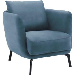 Sch&ouml;ner Wohnen Kollektion Sessel, B:86cm H:68cm T:86cm, blau, SCH&Ouml;NER WOHNEN-KOLLEKTION, 100% Polyester, Wohnzimmer, Sessel, "Pearl - 5 Jahre Hersteller-Garantie", Ma&szlig;e