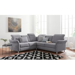 Sit & More Ecksofa SIT & MORE, B:249cm T:229cm, grau, Wohnzimmer, Sofas, "Darwin L-Form", inklusive Federkern, wahlweise mit Kopfteilverstellung, Bettfunktion