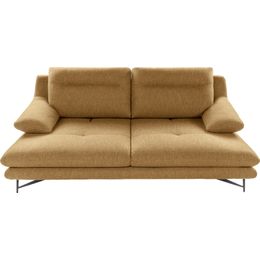 2,5-Sitzer Calia italia, B:195cm H:90cm T:109cm, gelb, Sofas, "Cezanne, elegant und bequem, aufwendige Detailverarbeitung", im Strukturbezug,