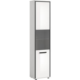 Hochschrank Welltime, B:40cm H:187cm T:34cmwei&szlig; hochglanz, schwarz, FSC-zertifizierter Holzwerkstoff, Sicherheitsglas ESG, Badezimmer, Schr&auml;nke,
