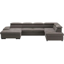 Sit & More Wohnlandschaft SIT & MORE, B:349cm H:73cm T:226cm, braun, 100% Polyester, Sofas, "Alcudia U-Form", wahlweise mit Bettfunktion