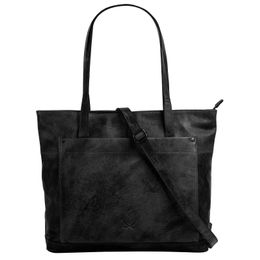 Sansibar Damen Shopper, schwarz, Leder, leicht gl&auml;nzend, unifarben, Taschen, echt Leder