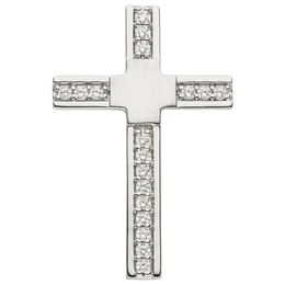 Kreuzanh&auml;nger Jobo "Anh&auml;nger Kreuz Silberkreuz 29 mm", silber 925, wei&szlig;, Schmuckanh&auml;nger, Herren, Silber 925 (Sterlingsilber), 925 Silber rhodiniert mit 18 Zirkonia