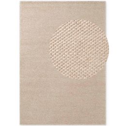Wollteppich ELLE DECORATION, B:140cm H:10mm L:200cm, beige, Wolle, Wohnzimmer, Teppiche, "Beans", Handweb Teppich Wolle, Perlenstruktur, Wohnzimmer,