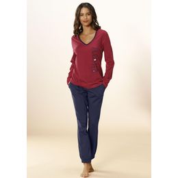 Vivance Dreams Damen Pyjama, Gr. 32, rot, Single Jersey, Graumeliert (Obermaterial): 90% Baumwolle, 10% Polyester. Obermaterial: 100% Baumwolle,