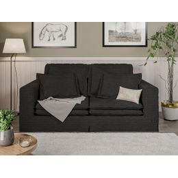 3-Sitzer Home Affaire, B:196cm H:95cm T:108cm, schwarz, 92% Polyester, 8% Nylon, Sofas, "ALISSAS BIS mit vielen Kissen, Biesen an den Kissen",