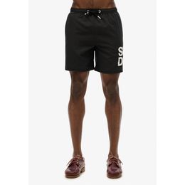 Superdry Herren Badeshorts "SPORTSWEAR LOGO 17 SWIM SHORT", schwarz, Gr. XXL, bedruckt, Web, Polyester, Badehosen