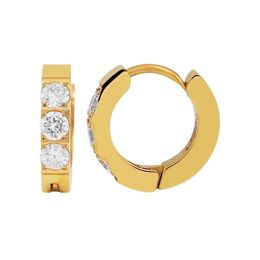 Adelia&acute;s ADELIA ́S Damen Klappcreolen "Damen Ohrringe &ndash; Klappcreole aus Edelstahl mit Strass Steinchen"gold, Edelstahl, Ohrringe, Zum Verschenken &ndash; passend f&uuml;r