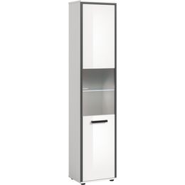 Hochschrank Welltime, B:40cm H:187cm T:34cmwei&szlig; hochglanz, schwarz, FSC-zertifizierter Holzwerkstoff, Sicherheitsglas ESG, Badezimmer, Schr&auml;nke,