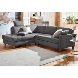 Ecksofa Home Affaire, B:233cm H:80cm T:196cm, grau, Luxus-Microfaser in Lederoptik (100% Polyester);Struktur fein (100% Polyester);Luxus-Microfaser