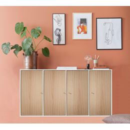 Sideboard, B:136cm H:69cm T:32,5cm, wei&szlig;, HAMMEL FURNITURE, Massivholz, Spanplatte, Wohnzimmer, Sideboards, "Mistral Kubus", mit vier T&uuml;ren,