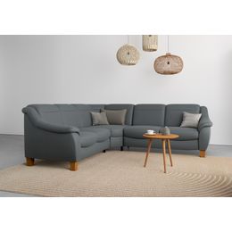 Ecksofa Home Affaire, B:270cm T:250cm, grau, 100% Polyester, Wohnzimmer, Sofas, "Caldera L-Form", Federkern, wahlweise mit Kopfteilverstellung,