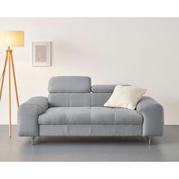 2-Sitzer COTTA, B:196cm H:72cm T:105cm, grau, Softlux-Kunstleder;NaturLeder (echtes Rindsleder);Luxus-Microfaser (100% Polyester), Sofas, "Chef",