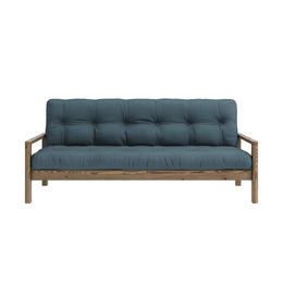 Schlafsofa Karup Design, B:205cm H:79cm T:95cm, blau, Matratzenmaterialzusammensetzung: Futonmatratze mit Knopfheftung, H&ouml;he 14 cm, aus recyceleten