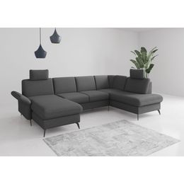 Wohnlandschaft Home Affaire, B:314cm H:93cm T:195cm, grau, 95% Polyester 5% Polyamid, Sofas, "Rochelle", wahlweise mit Bettfunktion, Bettkasten und
