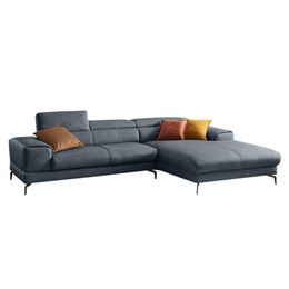 Ecksofa W.Schillig, B:303cm H:70cm T:193cm, blau, Longlife Xtra-Leder Z69: Das feinnarbige, gedeckte Softleder Z69 besticht durch seine