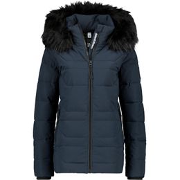alife and kickin ALIFE & KICKIN Damen Winterjacke "Damen ZophiaAK A", blau, Gr. XS, 100% Polyester, Jacken, leicht taillierter Passform, Kapuze und Kunstfell sind
