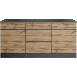Unterschrank KOCHSTATION, B:180cm H:86cm T:60cm, braun, Holzwerkstoff, K&uuml;che, Schr&auml;nke, "KS-Riesa", Breite 180 cm, MDF-Fronten