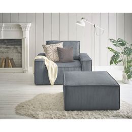 Sessel Home Affaire, B:120cm H:85cm T:166cm, grau, 100% Polyester, Wohnzimmer, Sessel, "SHERWOOD", Loveseat und Hocker im Set, passend zur