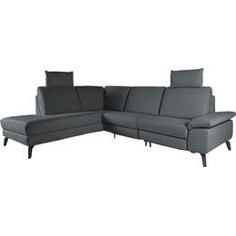 Ecksofa Alina, B:243cm H:118cm T:210cm, grau, Struktur GBA (100% Polyester), Wohnzimmer, Sofas, inkl. Kopfst&uuml;tzen, wahlweise mit Relaxfunktion,