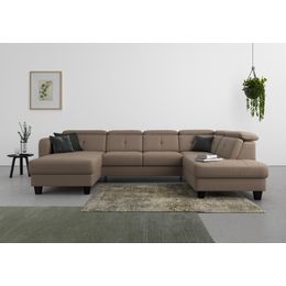 Sit & More Wohnlandschaft SIT & MORE, B:321cm H:85cm T:195cm, braun, Sofas, "Belluci U-Form", Kopfteilverstellung und Federkern, wahlweise mit Bettfunktion
