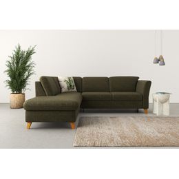 Ecksofa Home Affaire, B:252cm H:86cm T:213cm, gr&uuml;n, 100% Polyester, Wohnzimmer, Sofas, "Trelleborg L-Form", Federkern-Polsterung, wahlweise mit
