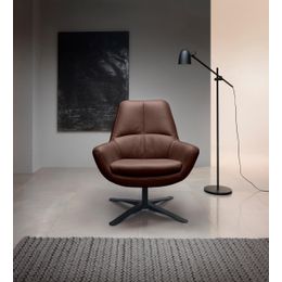 Drehsessel BETYPE, B:81cm H:92cm T:83cm, braun, 100% Echtleder, Wohnzimmer, Sessel, "Be Organic Standard Back, Loungesessel", in elegantem Design mit