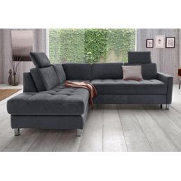 Sit & More Ecksofa SIT & MORE, B:233cm H:78cm T:196cm, grau, Struktur fein (100% Polyester);Struktur (100% Polyester), Wohnzimmer, Sofas, "Pablo L-Form",