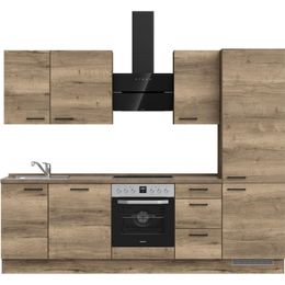 K&uuml;chenzeile Nobilia, B:270,3cm H:216,6cm T:60cm, braun, Komplettk&uuml;chen-Sets, ""Structura II"", vormontiert, Ausrichtung w&auml;hlbar, Breite 270 cm,