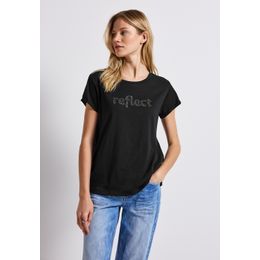 Street One Damen T-Shirt, schwarz, Gr. 34, unifarben, Web, 50% Baumwolle, 50% Modal, Shirts, im soften Baumwoll-Mix