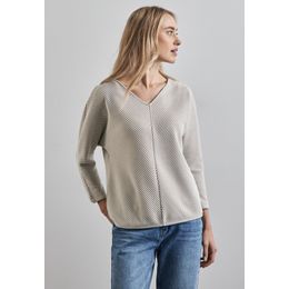 Street One Damen 3/4-Arm-Shirt, beige, Gr. 34, unifarben, Stoff, 68% Polyester, 18% Baumwolle, 12% Viskose, 2% Elasthan, Shirts, mit 3/4 &Auml;rmeln