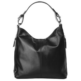 Samantha Look Damen Henkeltasche, schwarz, Leder, gl&auml;nzend, Taschen, echt Leder, Made in Italy