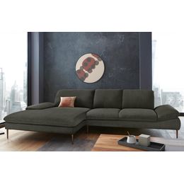 Ecksofa W.Schillig, B:340cm H:87cm T:185cm, gr&uuml;n, Chenille-Flachgewebe R66 (85% Polyester, 15% Nylon);Longlife Xtra-Leder Z59: Glattleder mit