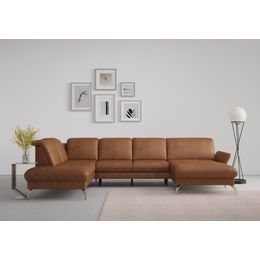 Sit & More Wohnlandschaft SIT & MORE, B:338cm H:84cm T:207cm, braun, Sofas, "Fashion U-Form", wahlweise mit Kopfteilverstellung, Vorziehsitz, motorisch,