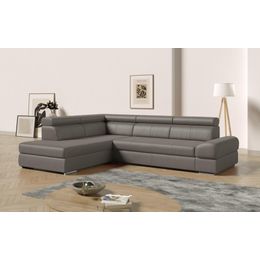 Sit & More Ecksofa SIT & MORE, B:270cm H:79cm T:213cm, grau, Wohnzimmer, Sofas, "Broadway L-Form", mit verstellbaren Kopfteilen, wahlweise mit Bettfunktion