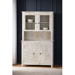 Buffet OTTO HOME, B:107cm H:190cm T:40cmnatur gewischt, Massivholz, K&uuml;che, Schr&auml;nke, "Prem", mit dekorative Fr&auml;sungen, handgefertigt, Unika-M&ouml;bel,