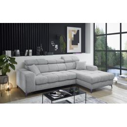 Ecksofa, B:268cm H:86cm T:172cm, grau, ED EXCITING DESIGN, 92% Polyester, 8% Nylon, Wohnzimmer, Sofas, "Sydney L-Form mit Bettfunktion, Bettkasten,