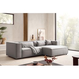 Ecksofa, B:267cm H:66cm T:167cm, grau, LeGer Home by Lena Gercke, 100% Polyester, Wohnzimmer, Sofas, "PIARA mit Kedernaht, Cord, Leinenoptik o.