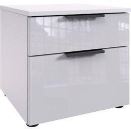 Nachtkommode wimex, B:41cm H:39cm T:41cm, wei&szlig;, Spanplatte, Sideboards, "Level36 black C by fresh to go", Nachttisch mit Glaselementen auf der Front,