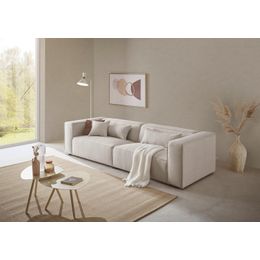 3-Sitzer, B:275cm H:66cm T:101cmhellbeige, LeGer Home by Lena Gercke, 100% Polyester, Sofas, "PIARA, Couch mit Kedernaht, Sofa in Cord, Leinenoptik