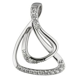 Kettenanh&auml;nger Jobo "Anh&auml;nger Silberanh&auml;nger 25 mm", silber 925, wei&szlig;, Schmuckanh&auml;nger, Damen, Silber 925 (Sterlingsilber), Kettenanh&auml;nger, 925 Silber rhodiniert mit 20 Zirkonia