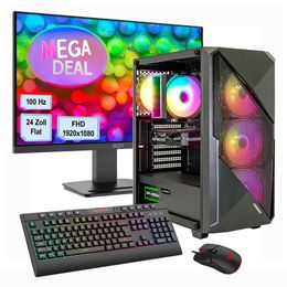 GAMEMAX Gaming-PC-Komplettsystem "MegaDeal Striker 2734 AMD Ryzen 5 5500 16GB 480GB SSD RTX 5060", Microsoft Windows 11 Home (64 Bit), 16 GB RAM 480