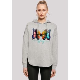 F4NT4STIC Damen Kapuzenpullover "Schmetterling Illusion Oversize Hoodie", grau, Gr. XS, Obermaterial: 100% Baumwolle, Pullover, Print