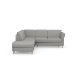 Sit & More Ecksofa SIT & MORE, B:248cm H:87cm T:213cm, silber, Wohnzimmer, Sofas, "Visby L-Form", Wahlweise mit Bettfunktion und Stauraum, frei im Raum stellbar
