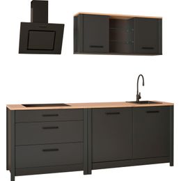 K&uuml;chenzeile Inter Link, B:230cm H:92cm T:60cm, schwarz, Komplettk&uuml;chen-Sets, "Pienza, Einbauk&uuml;che, K&uuml;chenblock, K&uuml;chenmodul, Kompaktk&uuml;che", Ohne