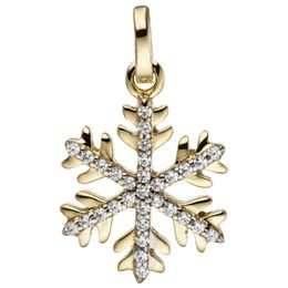 Jobo Damen Kettenanh&auml;nger "Anh&auml;nger Schneeflocke 16 mm", Gelbgold 333gelbgold 333, wei&szlig;, Gelbgold 333, Schmuckanh&auml;nger, 333 Gold bicolor mit 31