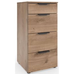 Schubkastenkommode wimex, B:41cm H:84cm T:41cm, braun, Spanplatte, Sideboards, "Level by fresh to go", 4 Schubladen mit soft-close Funktion, 41cm